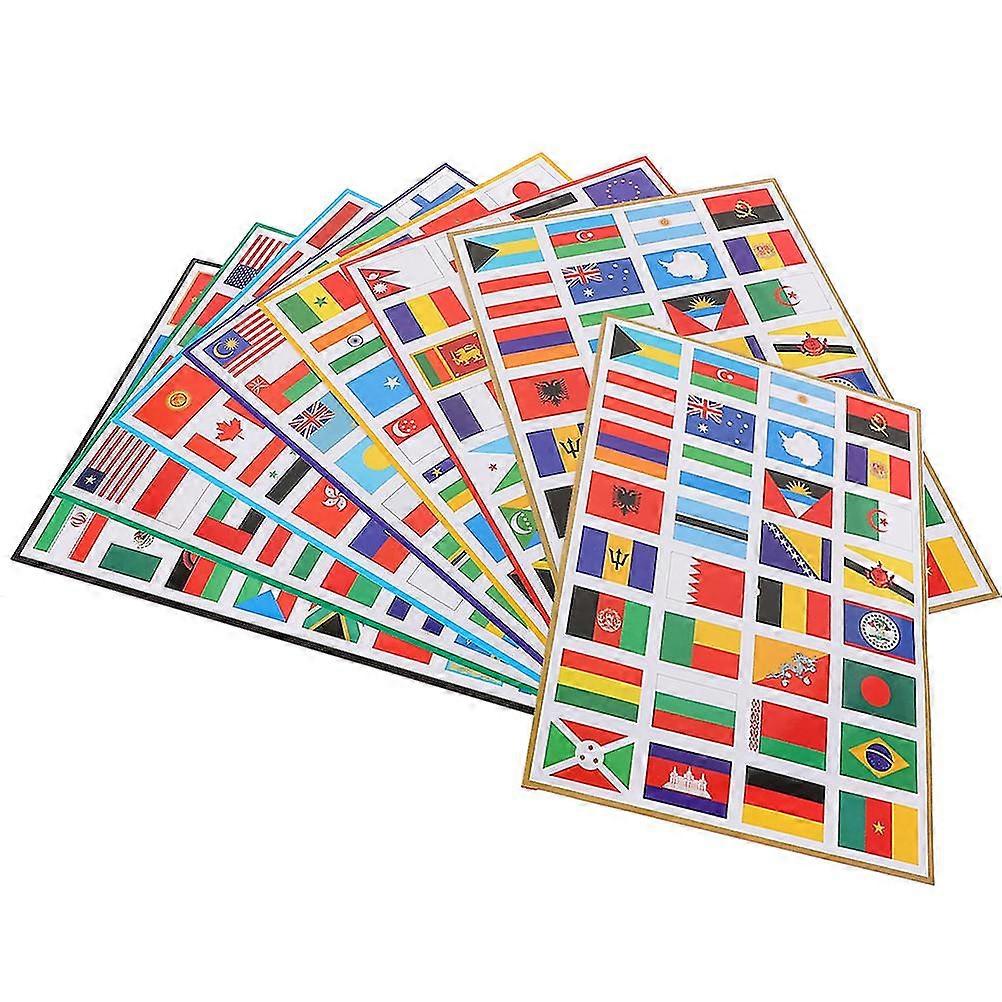 8 Sheets Of Adhesive World Flag Stickers Cheering Flag Stickers Novelty ...
