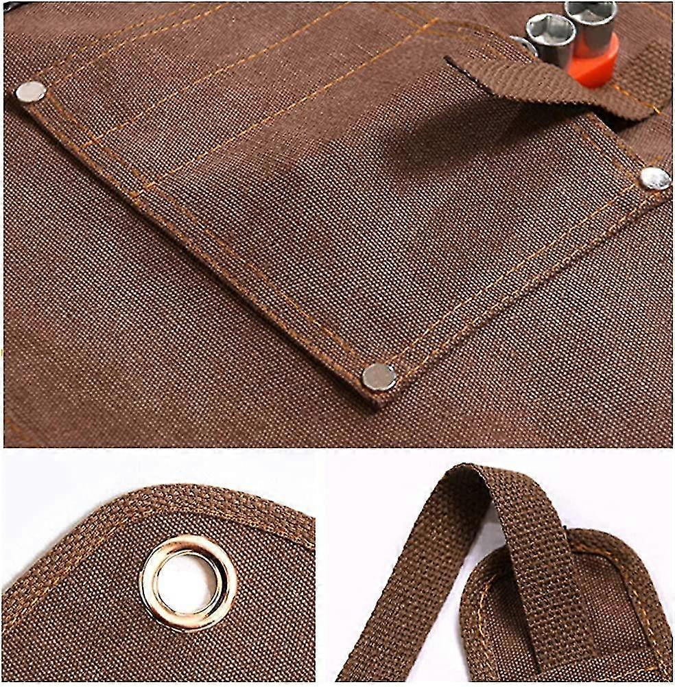 Diy Apron With Multi-pocket Tool Holder Waxed Canvas Work Apron, Water And Wax Resistant Unisex ...