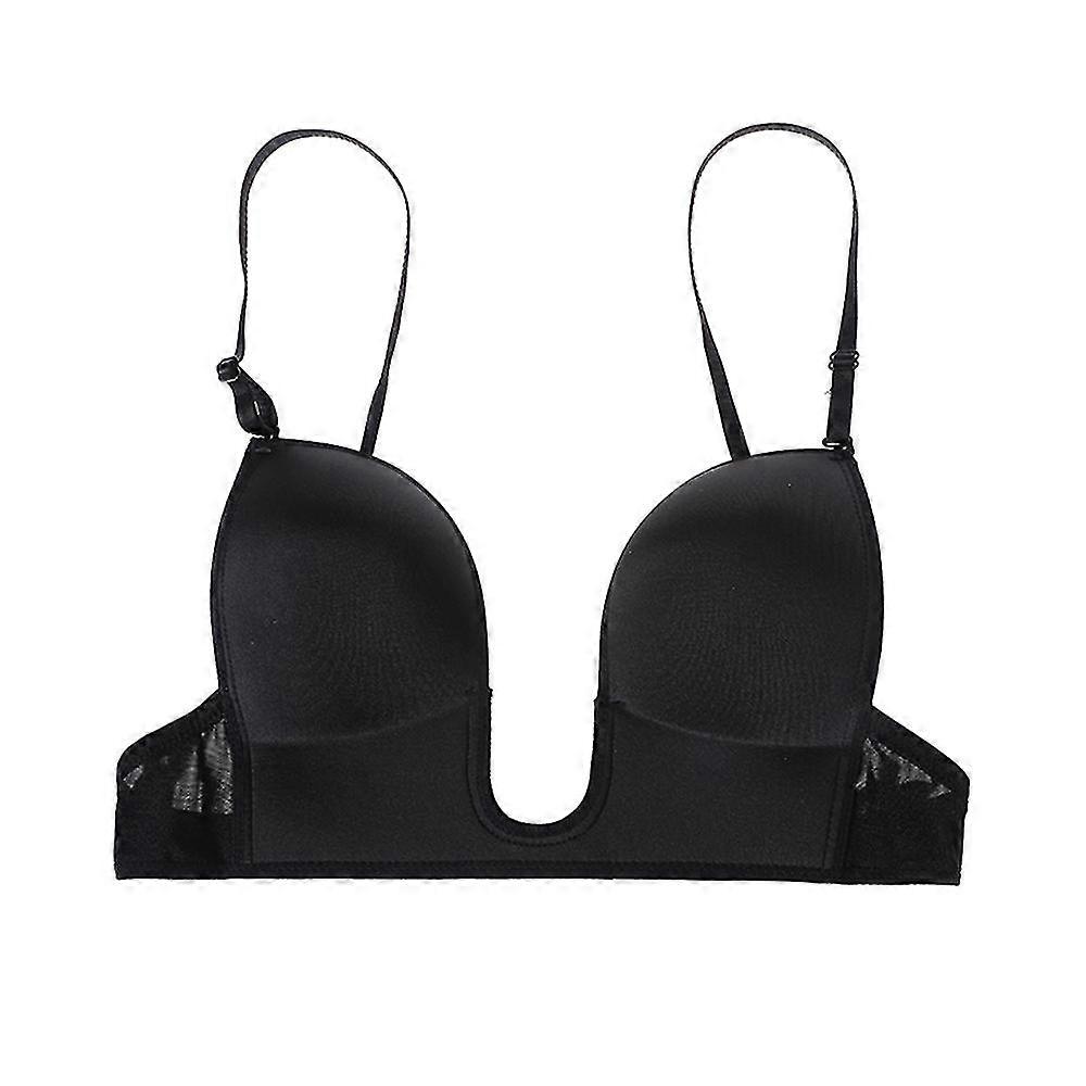 Women Lift Up Low Back Deep U Plunge Bra Cleavage Boosting Padded Bra ...