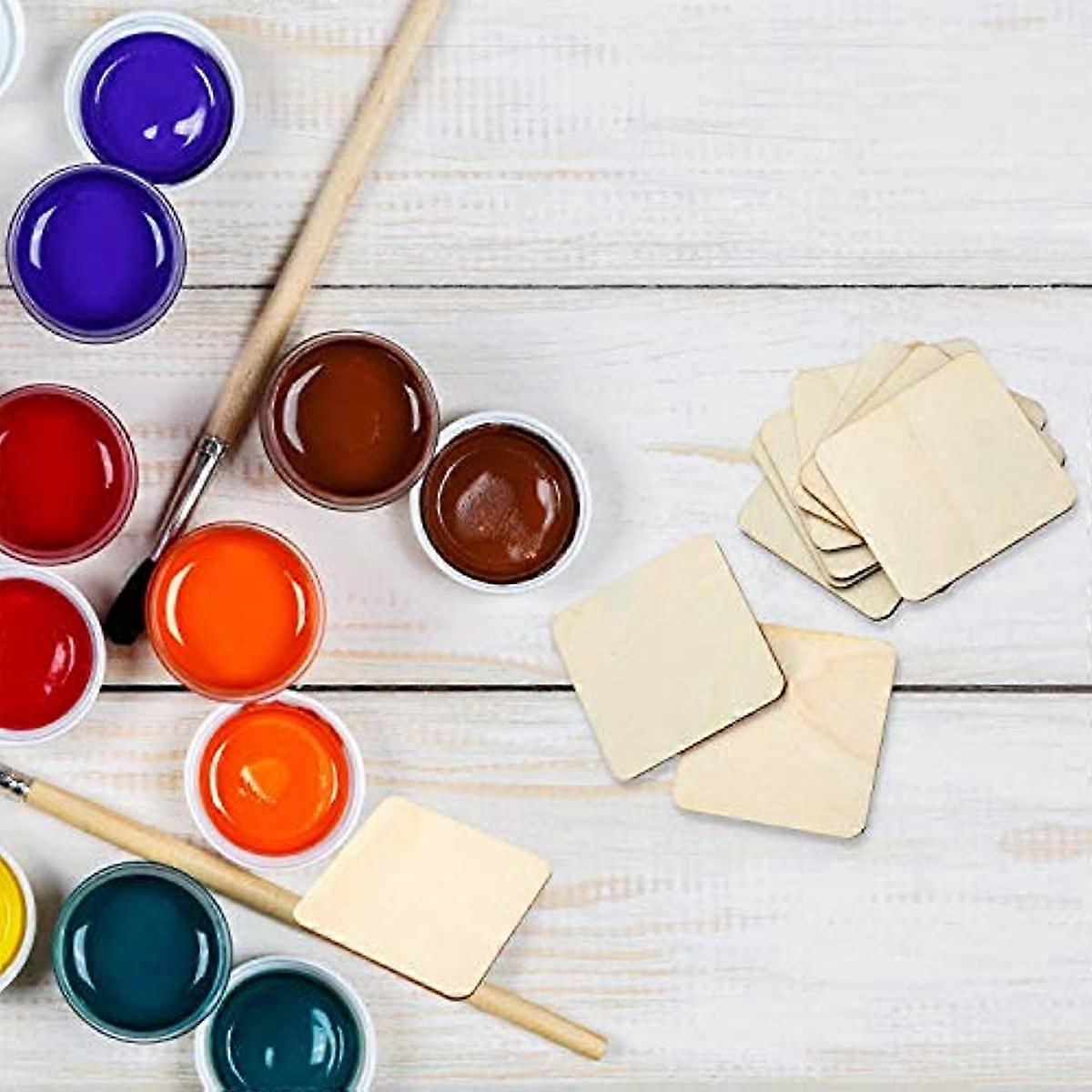 Wooden Squares Cup Coaster Wood Craft Shapes Blanks Unfinished Chock ...