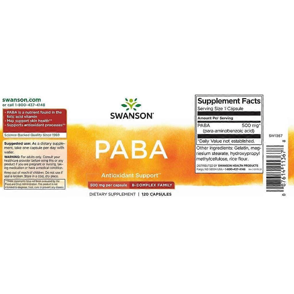 Swanson PABA 500mg Capsules 120 | Fruugo SE