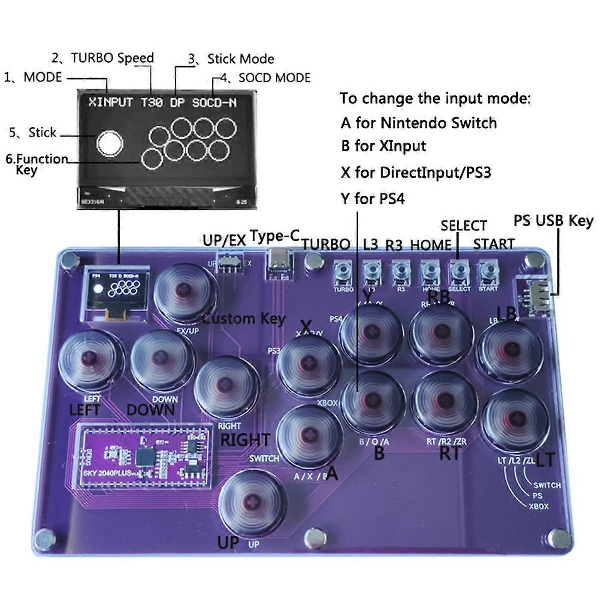 13Key Joystick Keyboard Arcade Stick Controller For //Switch/Steam ...