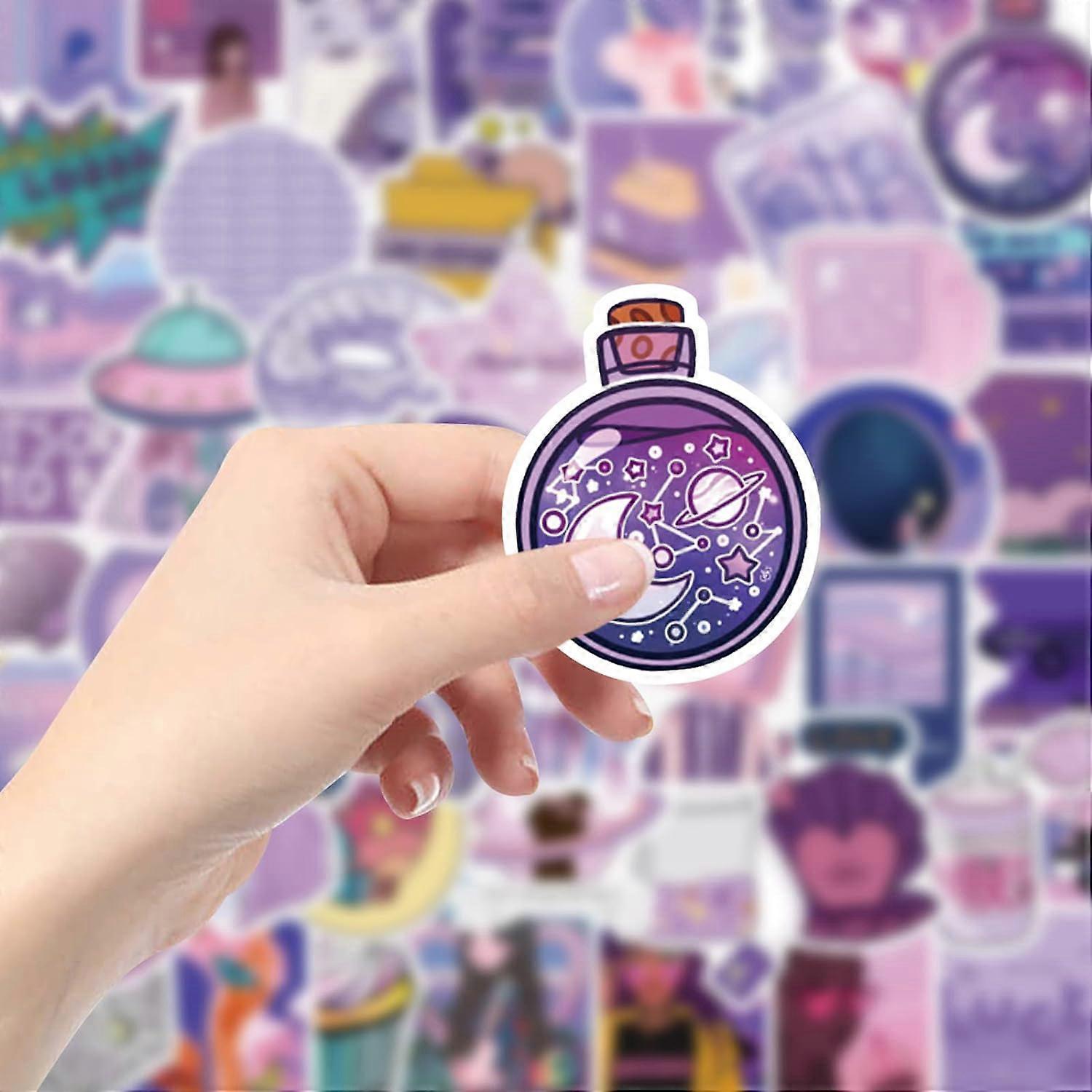 100Pcs Purple Kawaii Stickers Cute Waterproof Stickers Funny Aesthetic ...