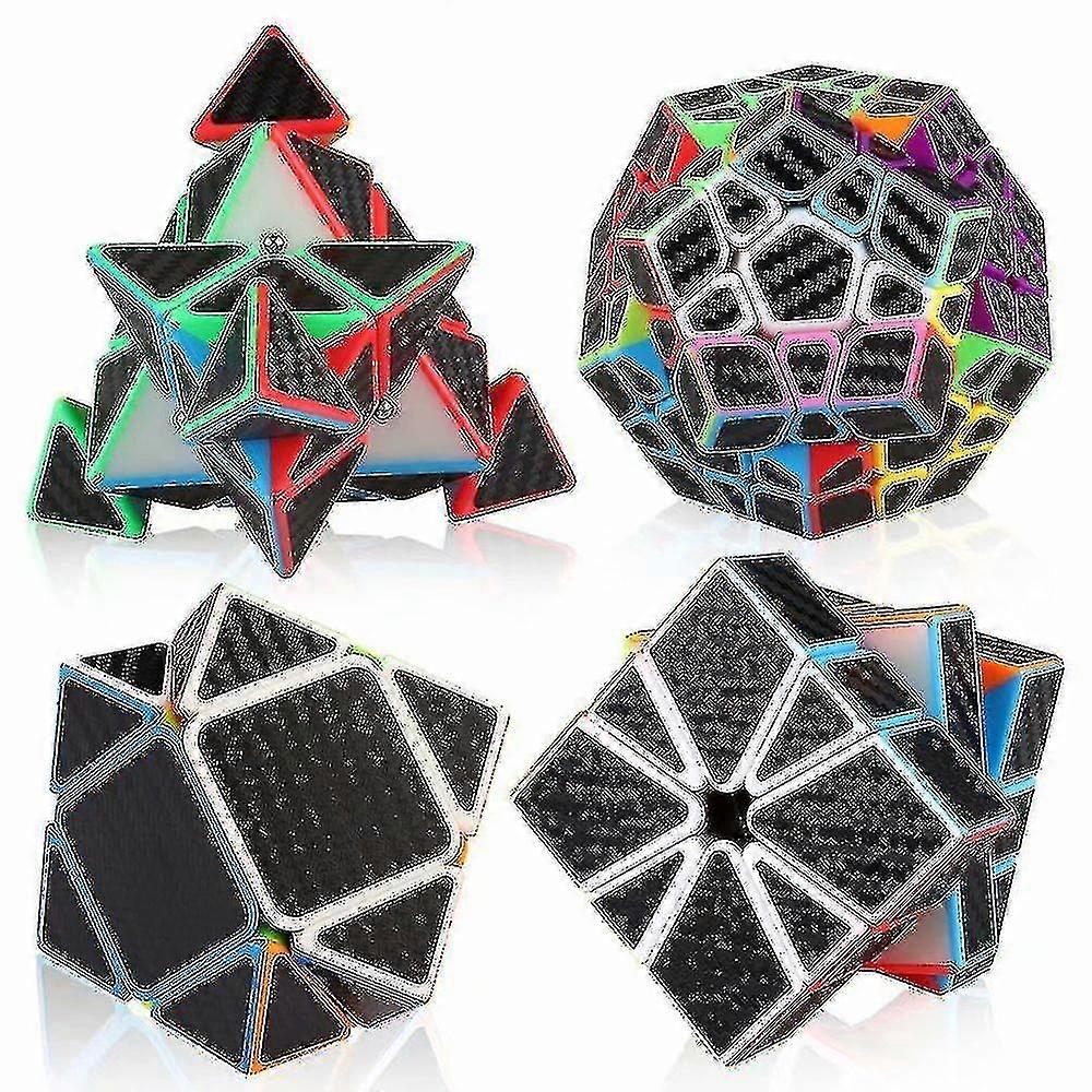 Carbon Fiber Speed Cube Set 3x3 Pyramid Megaminx 3x3x3 Skewb Square-1 Speed Cube Bundle Pack ...