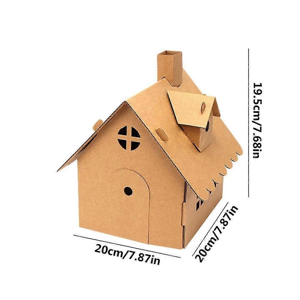 Cardboard Playhouse Coloring House Cardboard Paper Toys Crisp KT Board ...