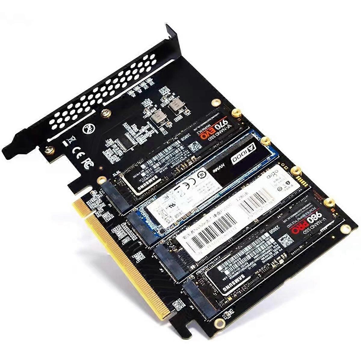 M.2 NVME to PCIe X16 Adapter Converter Card 4 Port NVME Expansion Card for 2230 2242 2260 2280 ...