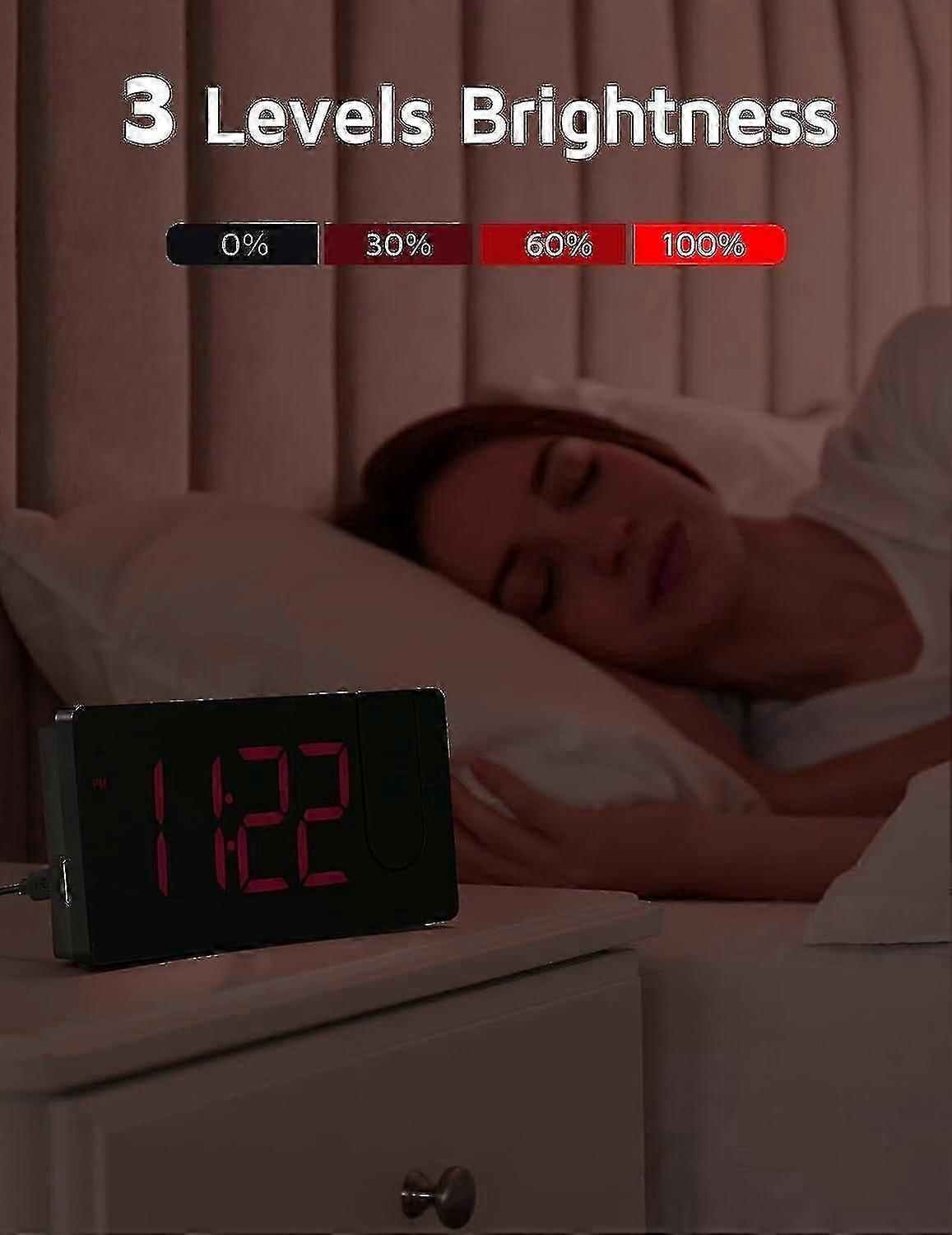 Projection Alarm Clock, Digital Clock With 180 Rotatable Projector, 3 ...