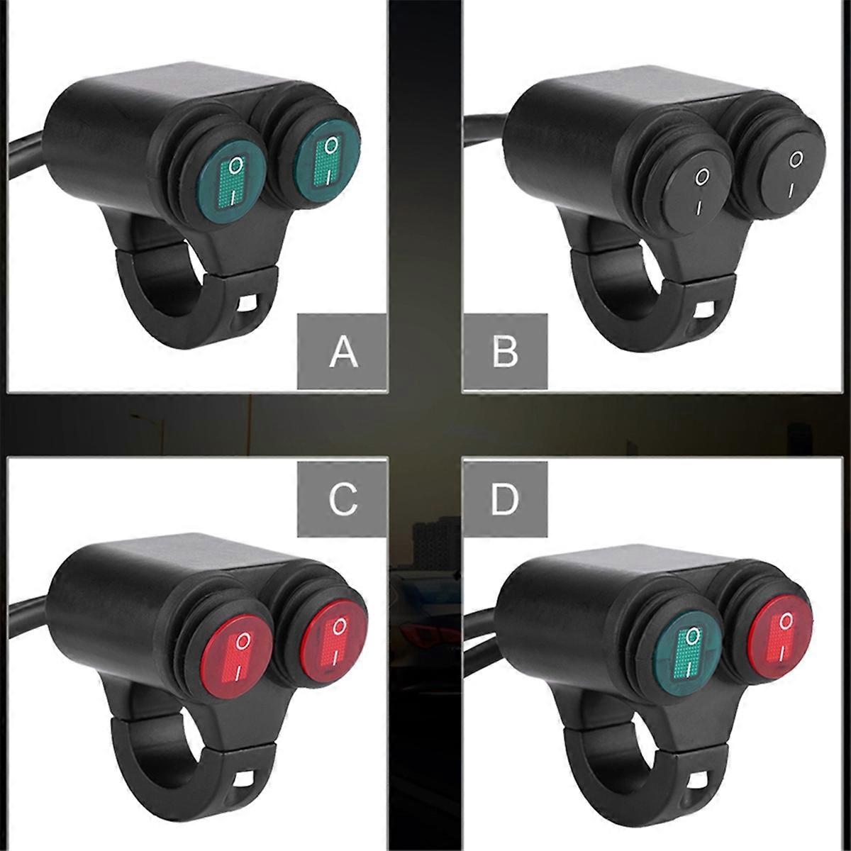 22mm Universal Motorcycle Handlebar Headlight Brake Fog Lights Horn Dual Control Button Switch D ...