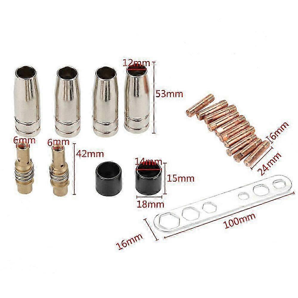 20Pcs 15AK MIG/MAG Welding Nozzle Contact Tips Gas Connector Holder Set M6 0.8x25mm(10xContact ...