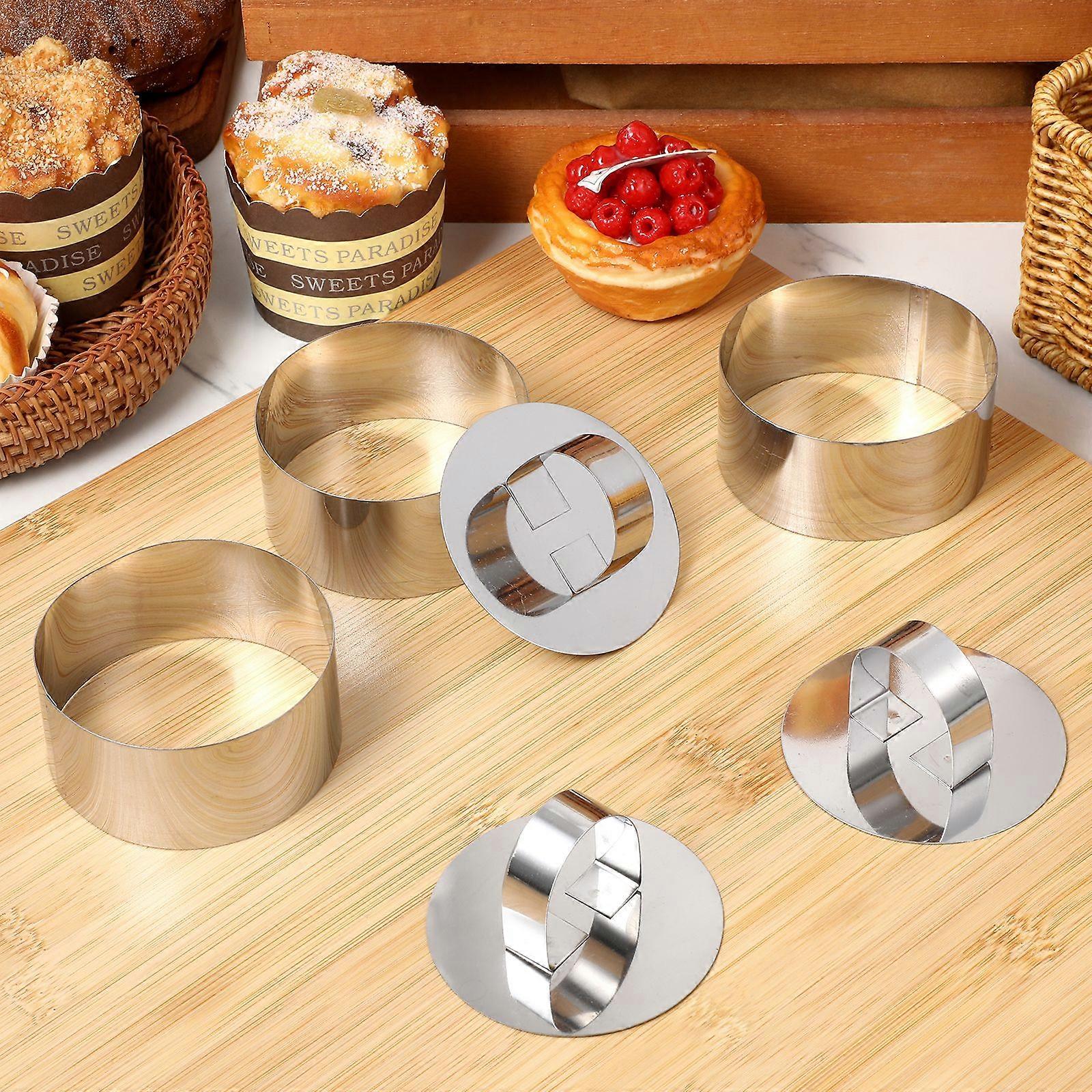 8 Sets Round Cake Rings Cake Molds Stainless Steel Dessert Mousse Rings ...