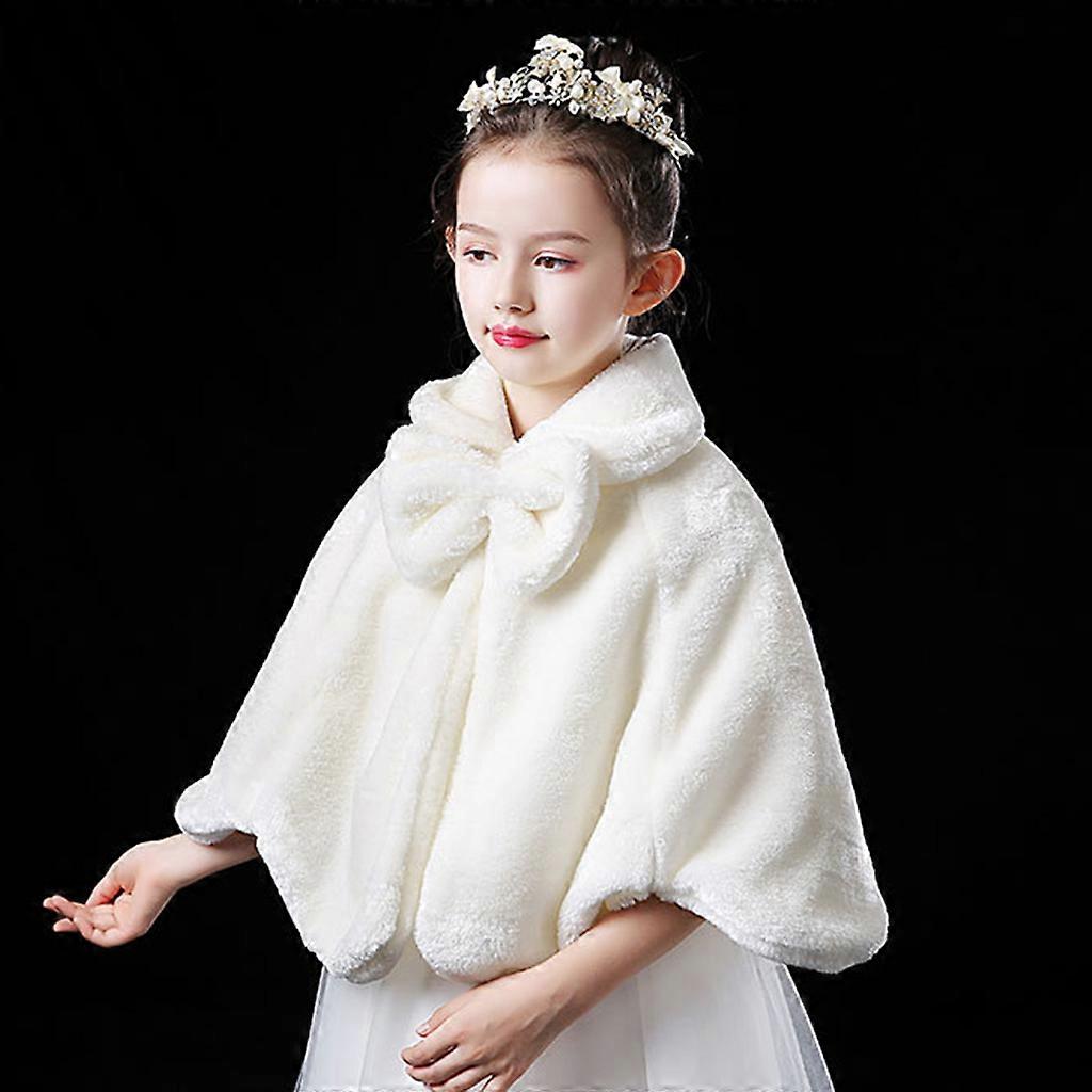 Flower Girls Winter Thicken Plush Bolero Shrug Princess Lapel Collar ...