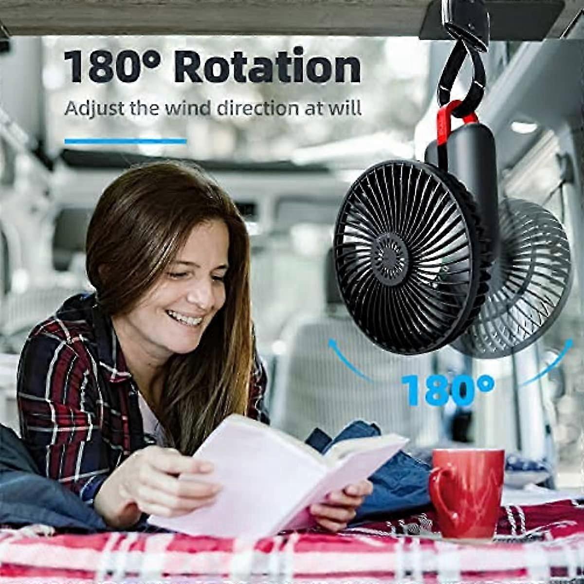 CONOPU Mini USB Fan with LED Light Rechargeable Desk Fan with Hook ...