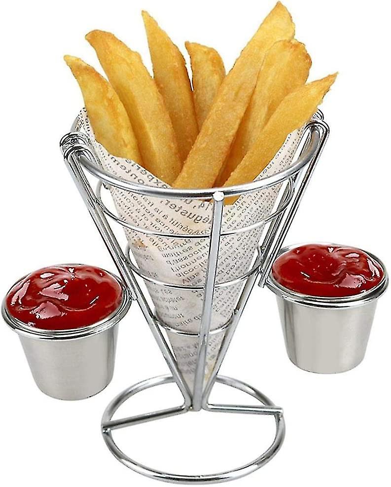 French Fries Cone Stand, Cornet Stand With Sauce Cup For Home Parties ...
