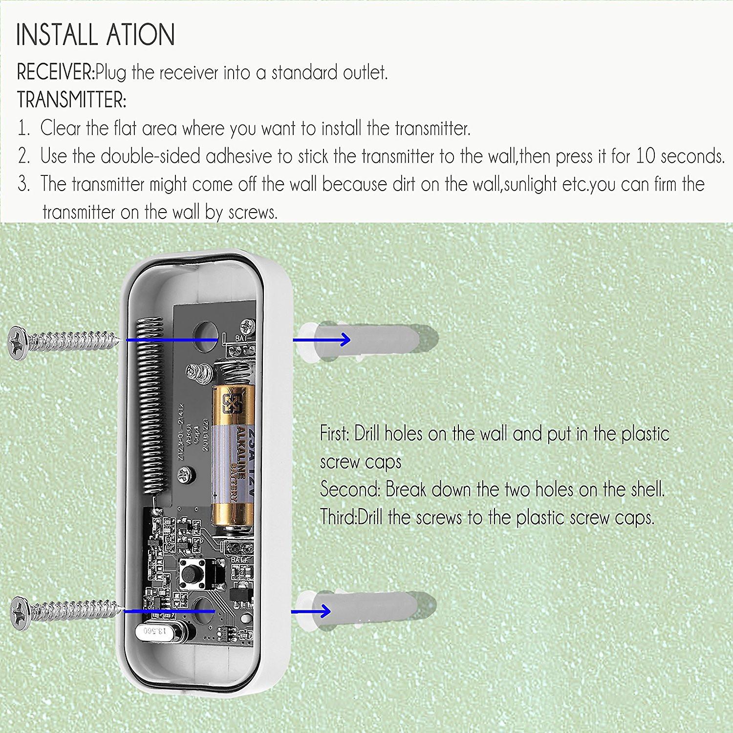 Wireless Doorbell, Electronic Chime, Chime Kit with Plug-in Receivers ...