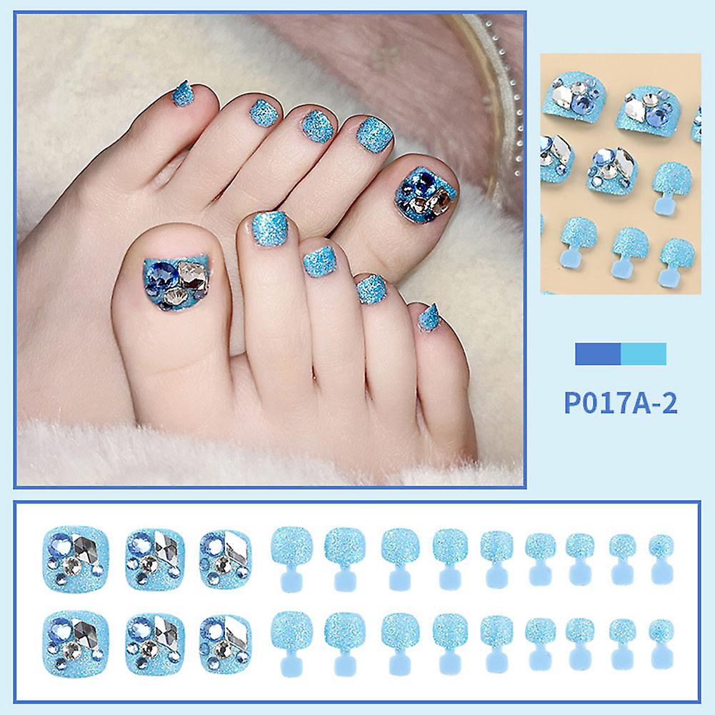 Wearable Glitter Toenails Fashion Rhinestone Fake Toenails Acrylic Full ...