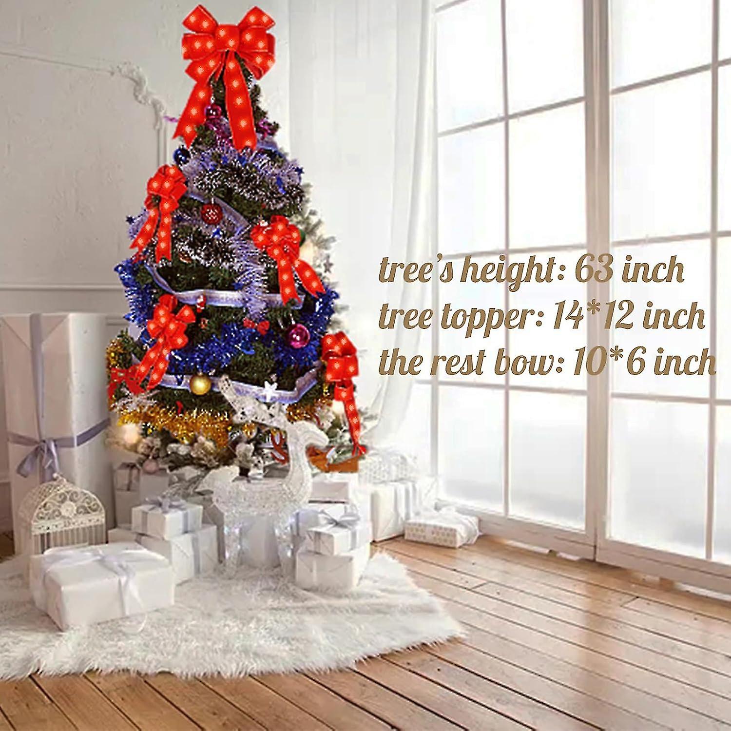 The Best Led Red Bows Christmas Decorations Big Wired Velvet Bow With ...