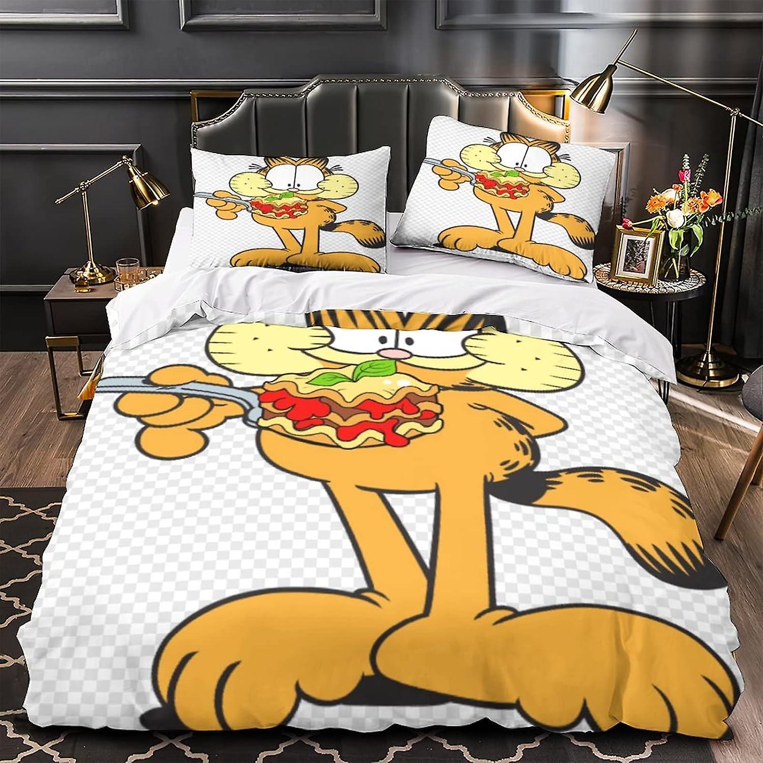 HOUKIG Garfield Bedding Set Double Size 3 Piece Anime Characters Duvet ...