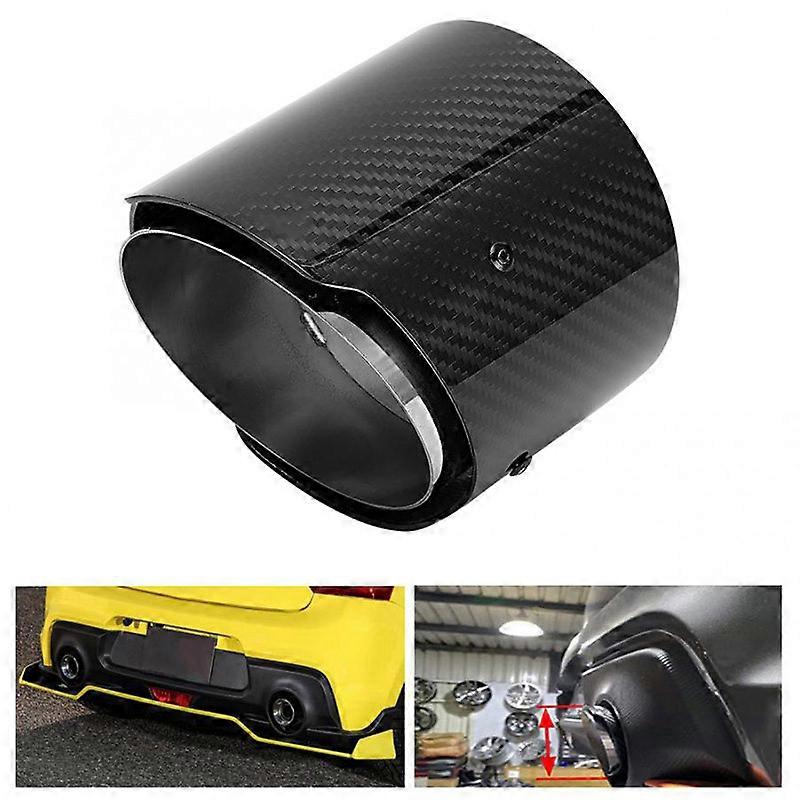 Car Carbon Fibre Exhaust System Muffler Pipe Tip Curl Black Stainless ...