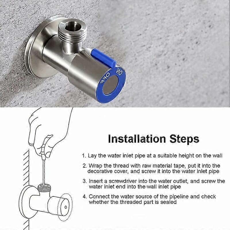 2 PCS Angle Valve 304 Stainless Steel Metal Angle Valve Universal Angle ...