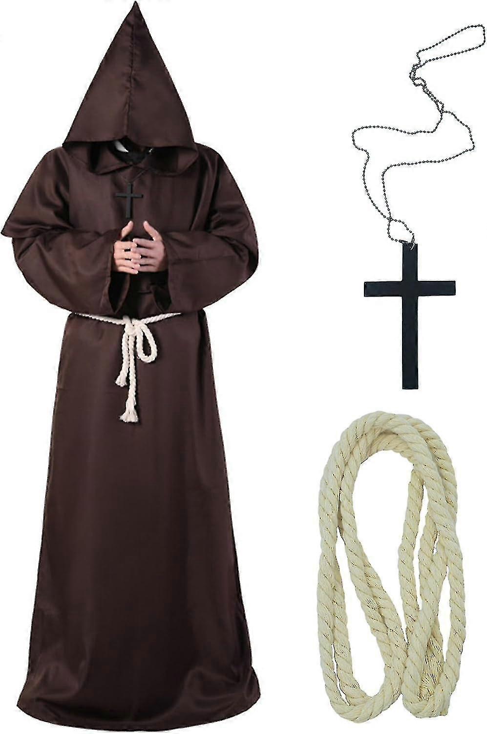 Unisex Adult Medieval Robe Costume Hooded Robe Cloak Friar Priest ...