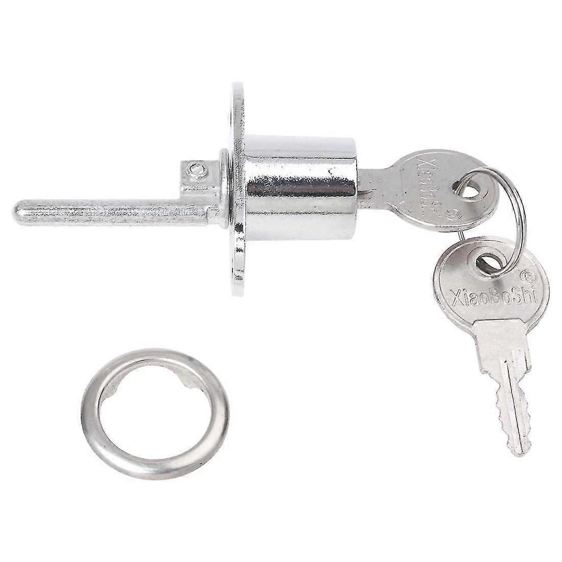 19mm Cylinder Head Diameter Silver Tone Metal Drawer Plunger Lock with ...