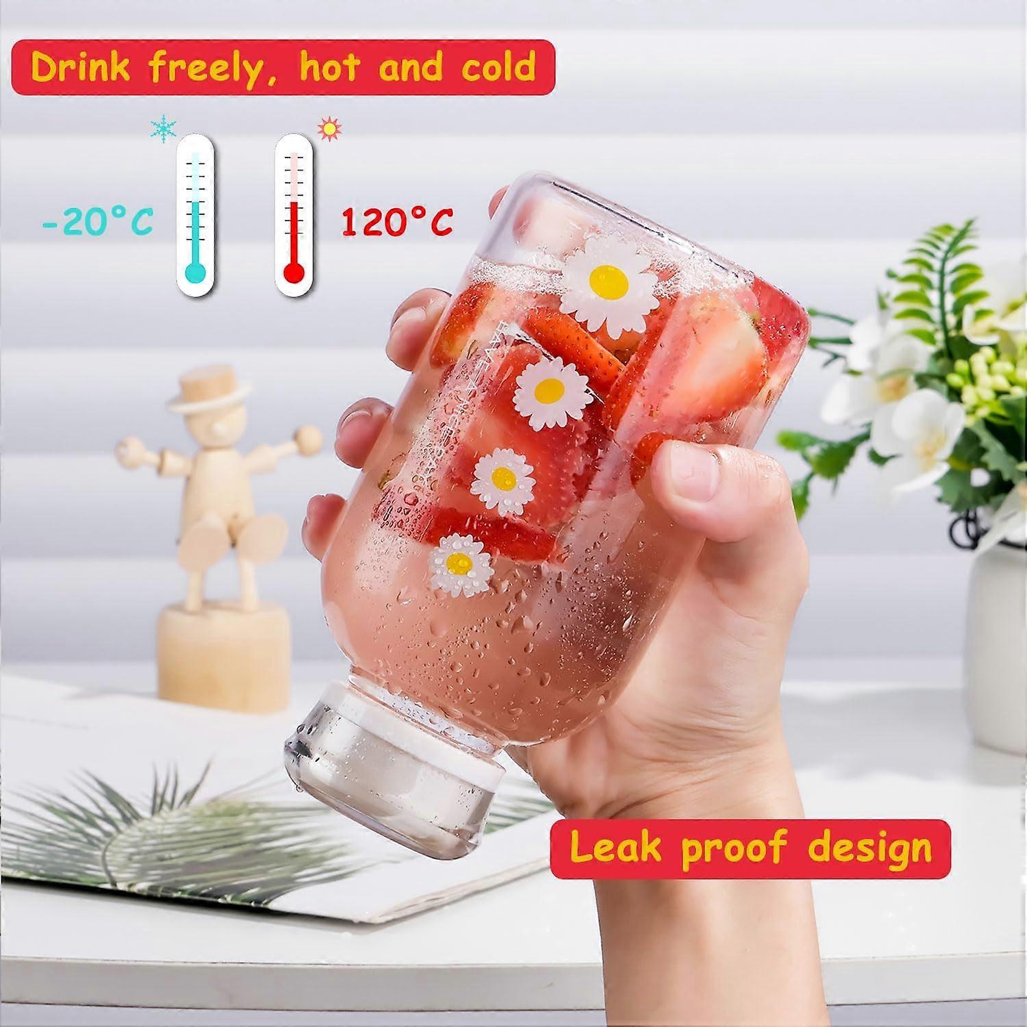 Cute Water Bottle, Matte Glass Water bottle with Straw, Milk Juice ...