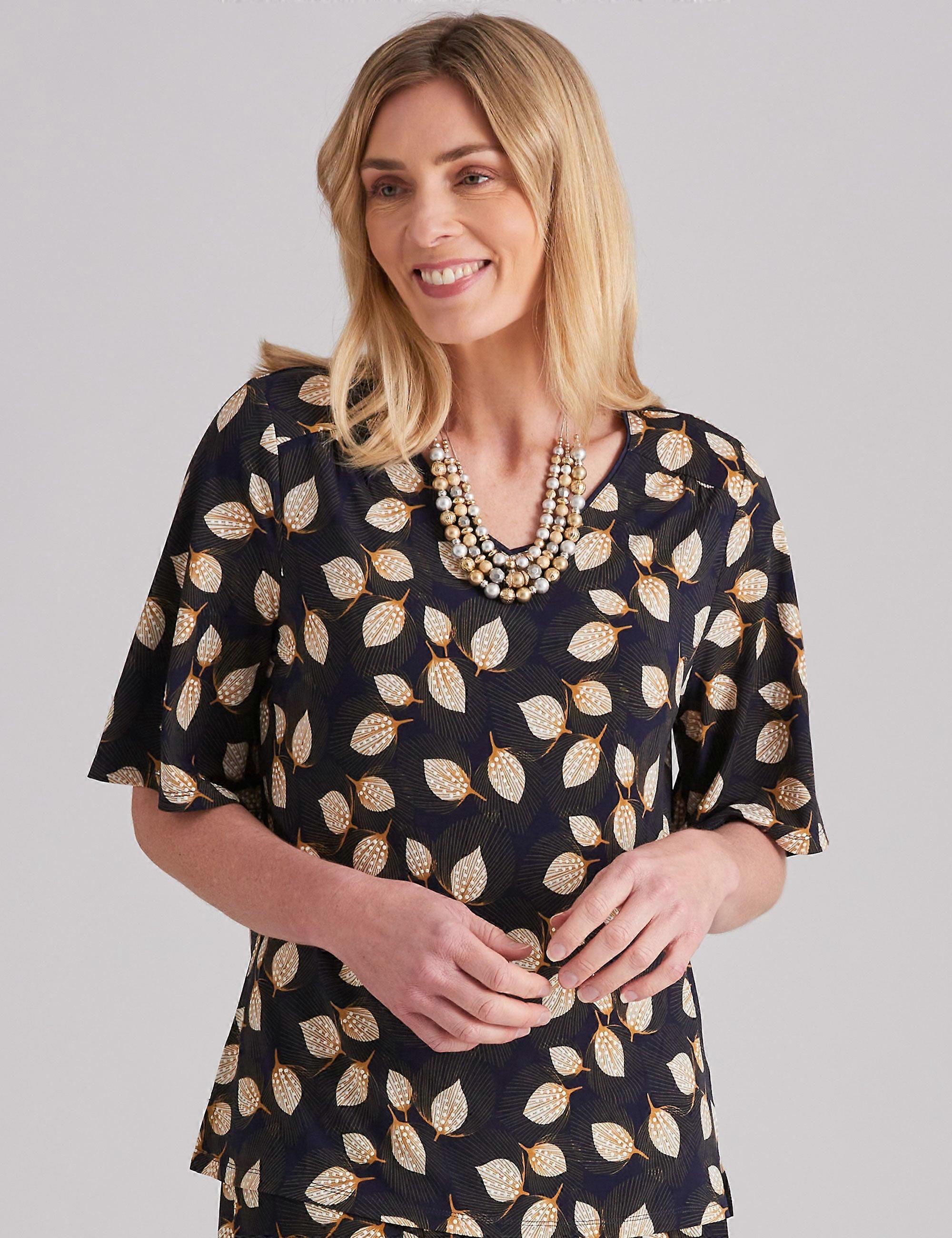 Noni B - Womens Summer Tops - Blue Blouse / Shirt - Elastane - Floral ...