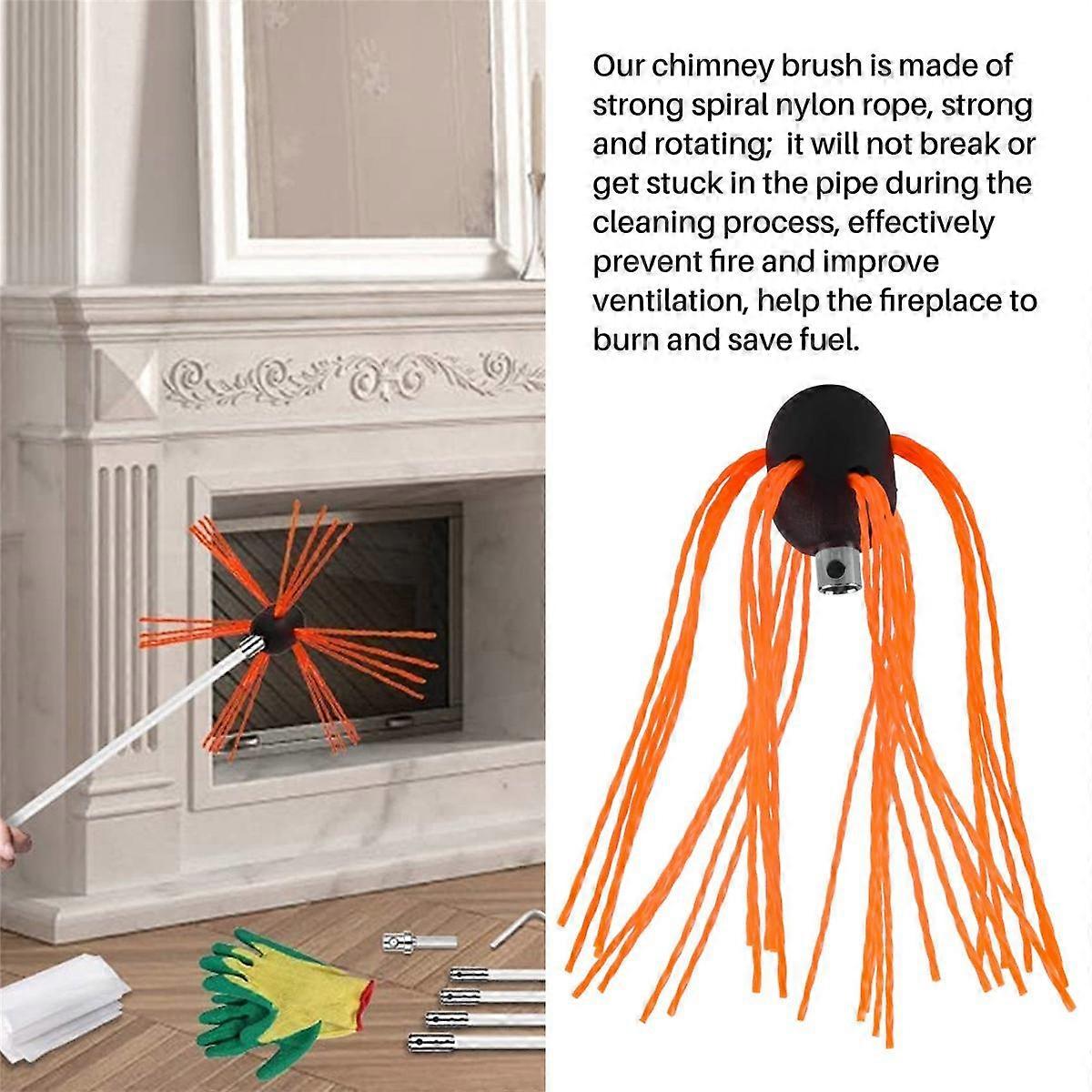 Chimney Sweep Brush,Flexible Fireplace Tool Cleaning Brush Rotary ...