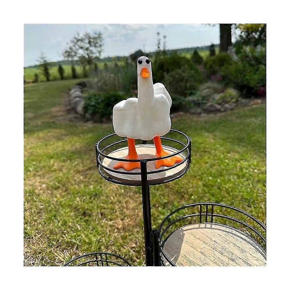 Funny Little Duck Figurine Ornament Decor,cute Middle Finger Duck Resin ...