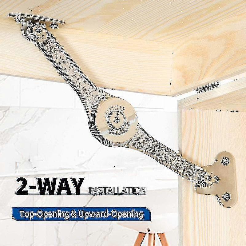 2pcs Heavy Duty Lid Support Hinges Soft Close Folding Lid Stay Hinge ...