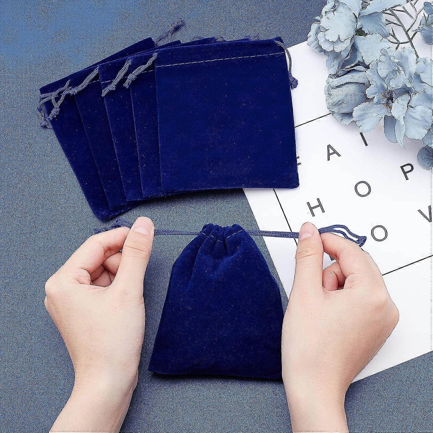 30 Pcs 12x10cm Velvet Drawstring Bags, Rectangular Gift Pouches ...