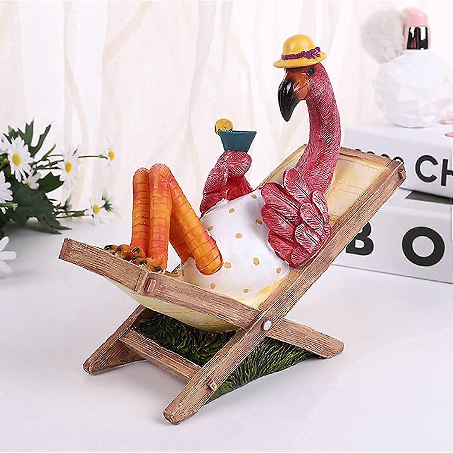 Pink Flamingo Garden Statue, Lying On Lounge Chair Flamingo Garden Yard ...