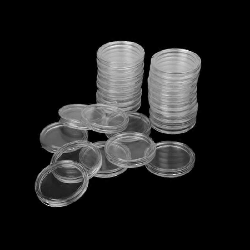 100Pcs 21mm Round Clear Plastic Coin Holder Capsules Box Clear Round ...