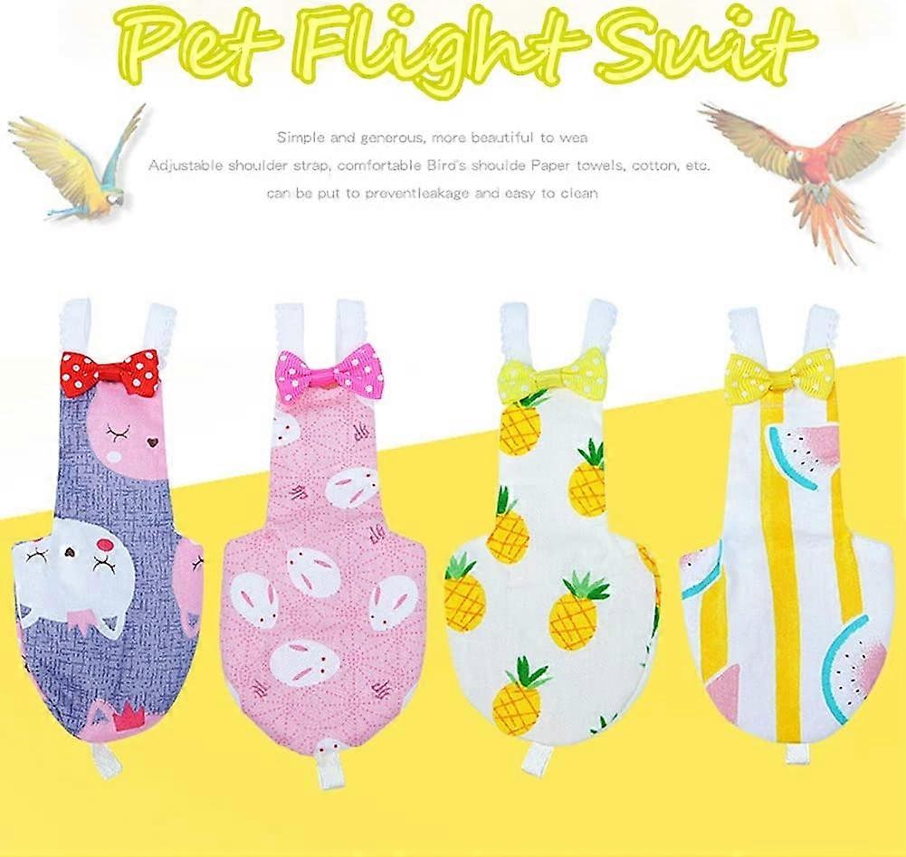 4 Pack Bird Diaper, Soft Birds Flight Suits with Leash Hole, Washable ...