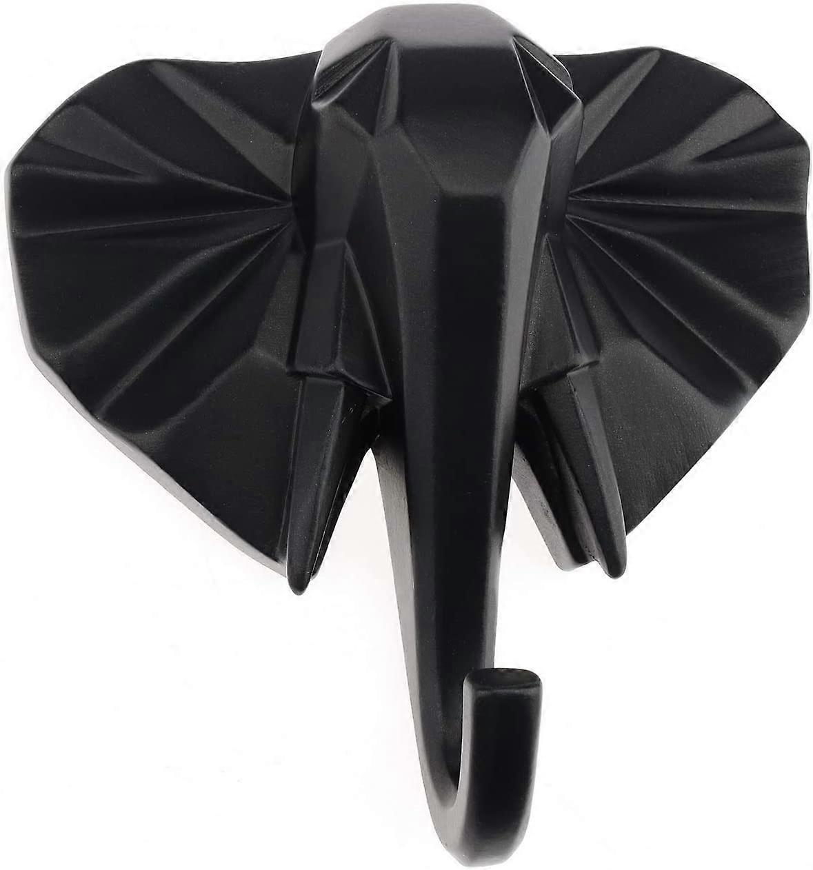 Resin Elephant Head Animal Wall Mounted Hook Black Jewelry Key Scarf ...