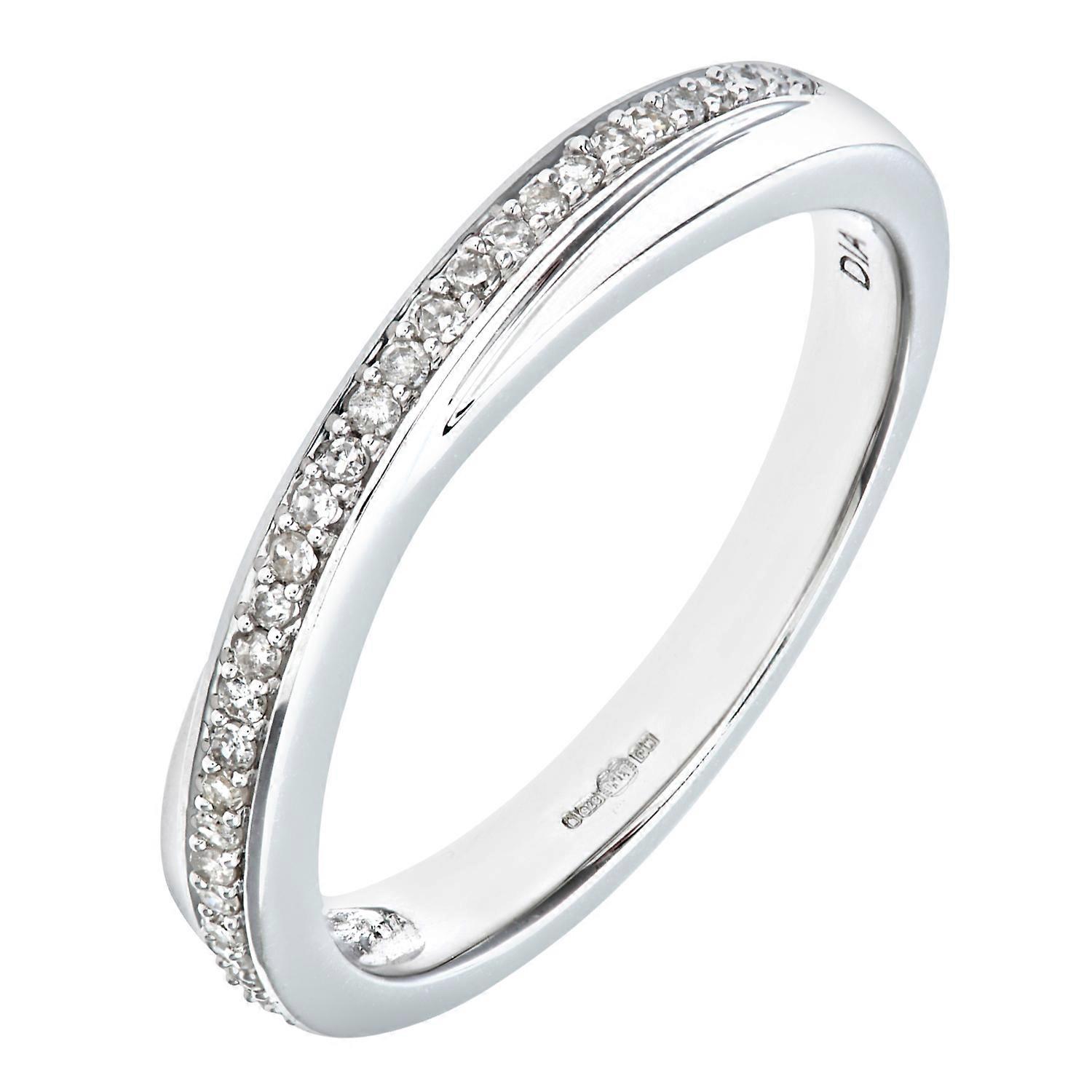 Jewelco London 9ct White Gold Round 14pts Diamond Crossover Eternity ...