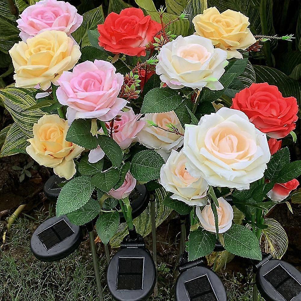 Solar Garden Decor, 2-pack Solar Light Roses For Patio, Passage, Yard ...