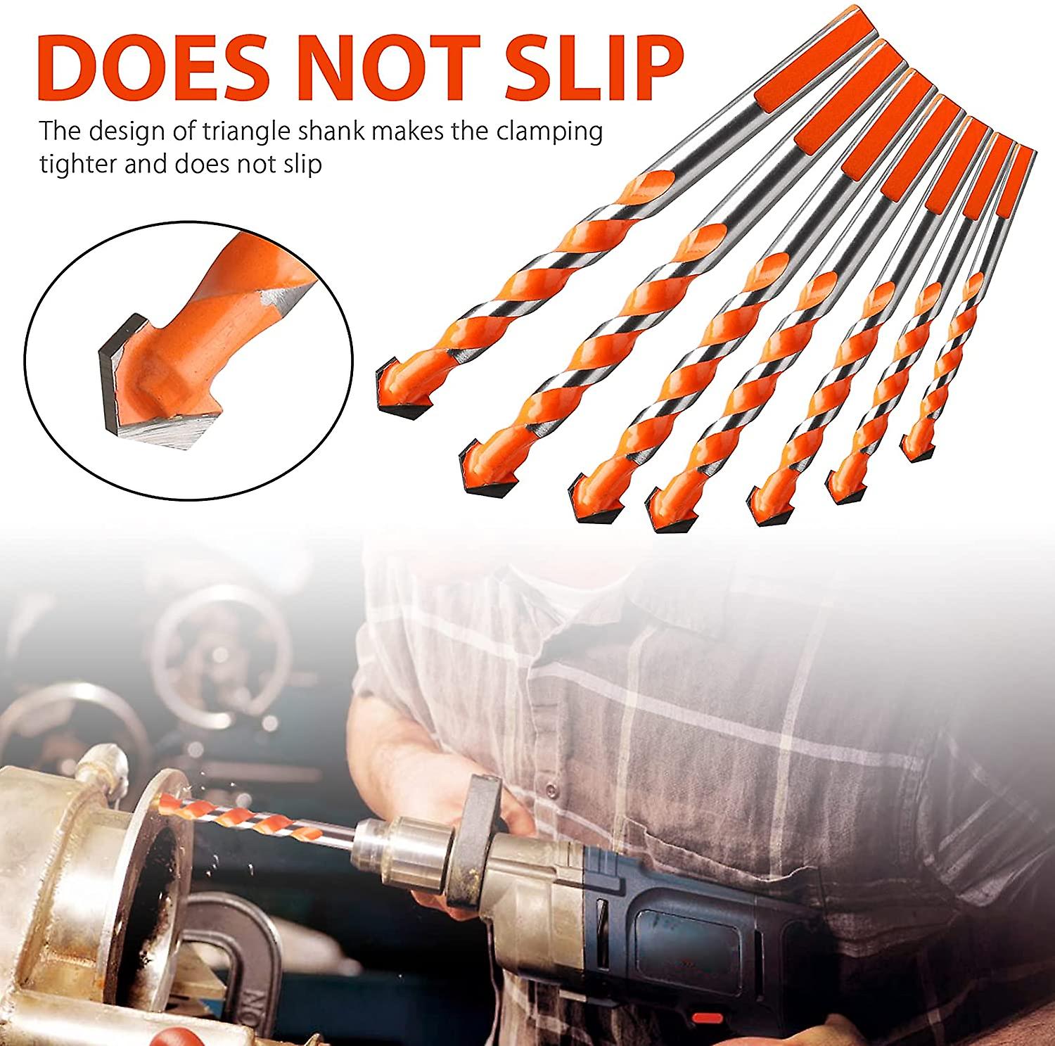 7 Pieces Tungsten Carbide Masonry Drill Bits, Multi-material Triangle ...