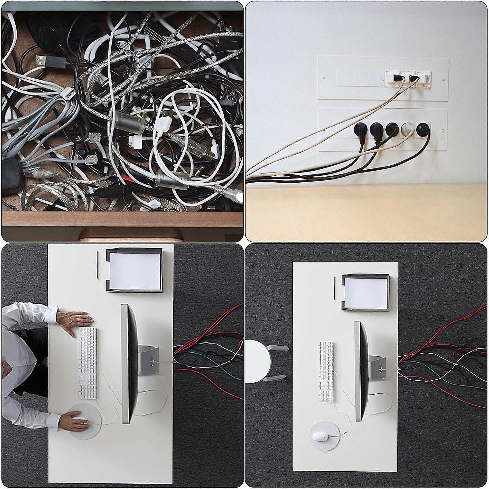 Aluminum Cable Pass Through Grommet Brush Lined Cord Holes Desk Cable ...