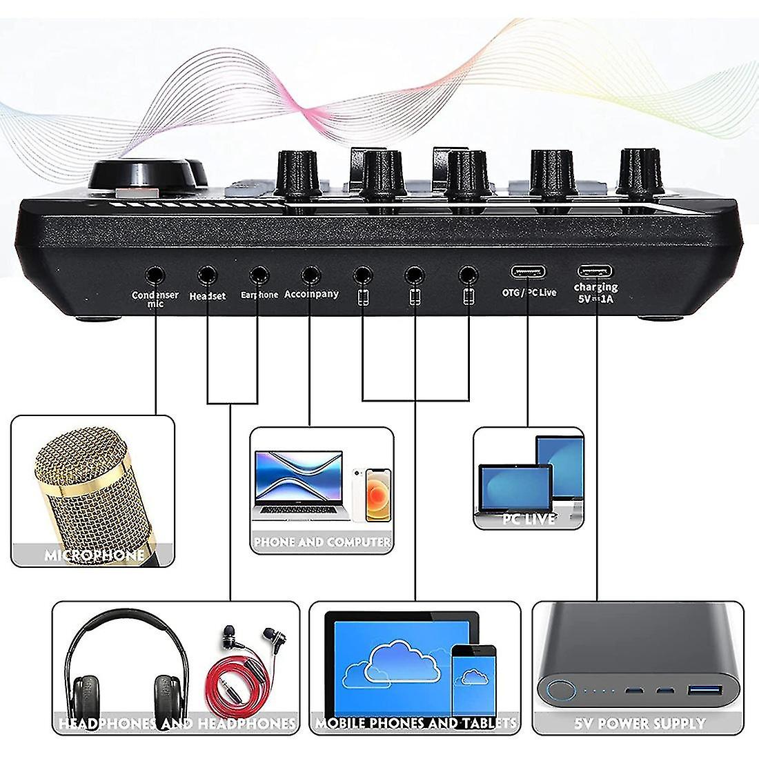 F998 Sound Card Kit,bm-800 Microphone Kit,with Live Sound Card,audio Mixer Condenser Pc Gaming ...