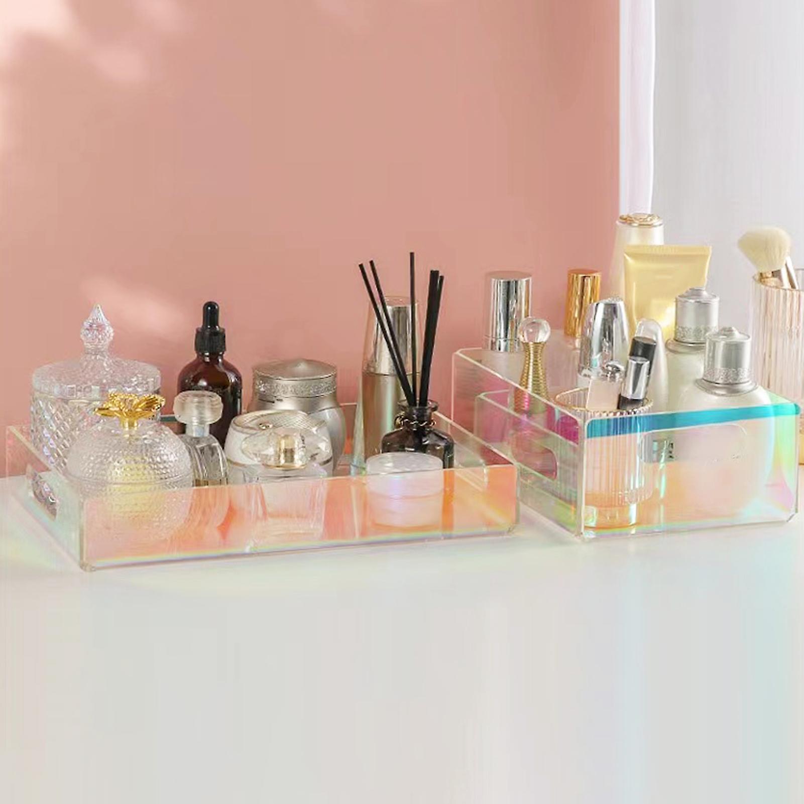 Iridescent Acrylic Storage Box with Hollow Handle Heavy Duty Multi ...