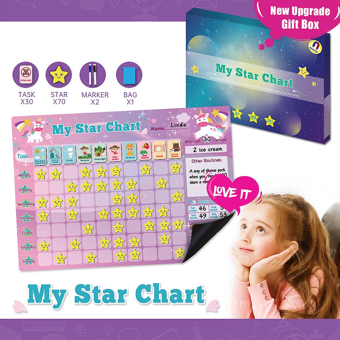 Reward Chart for Kids Boys Girls Toddlers Dinosaur Unicorn Magnetic ...