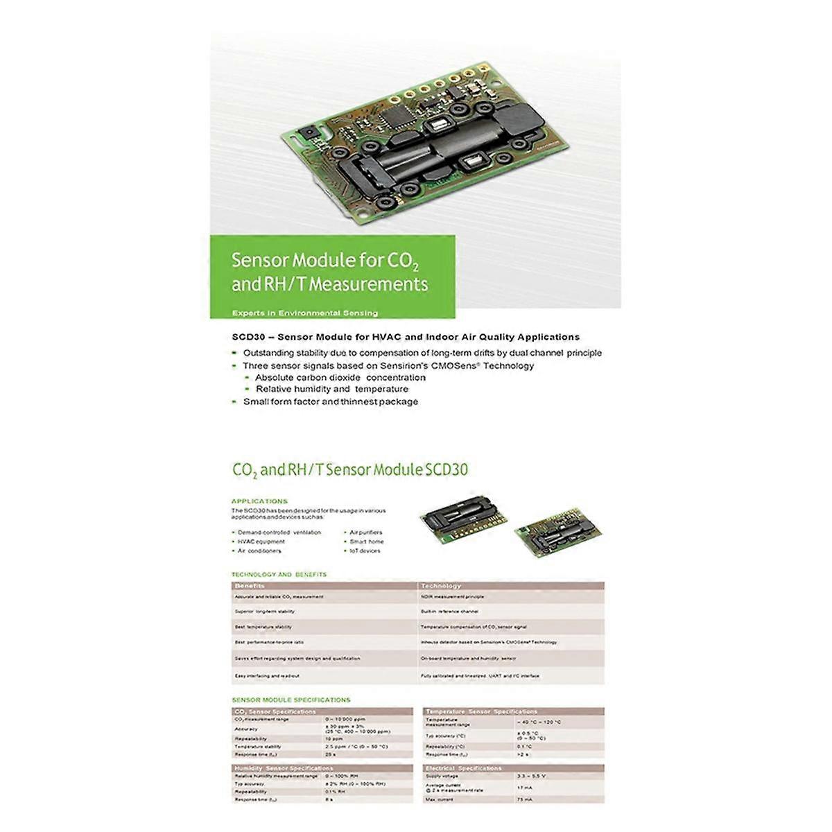 SCD30 Air Quality Sensors Module for CO2 and RH/T Measurements I2C ...
