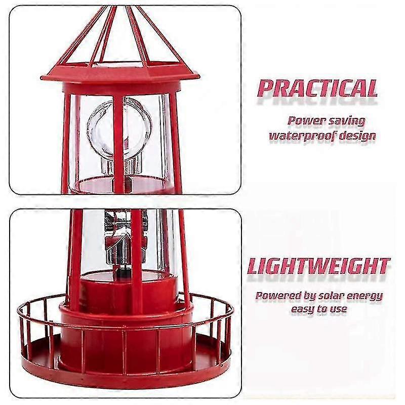 Led Solar Powered Lighthouse, 360 Degree Rotating Courtyard Lights A ...