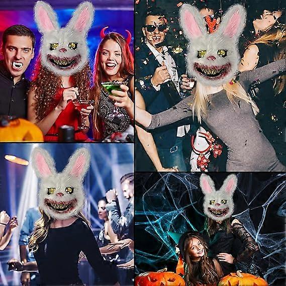 Horror Halloween Mask Bloody Bunny Mask Horror, Scary Mask Furry Bunny ...
