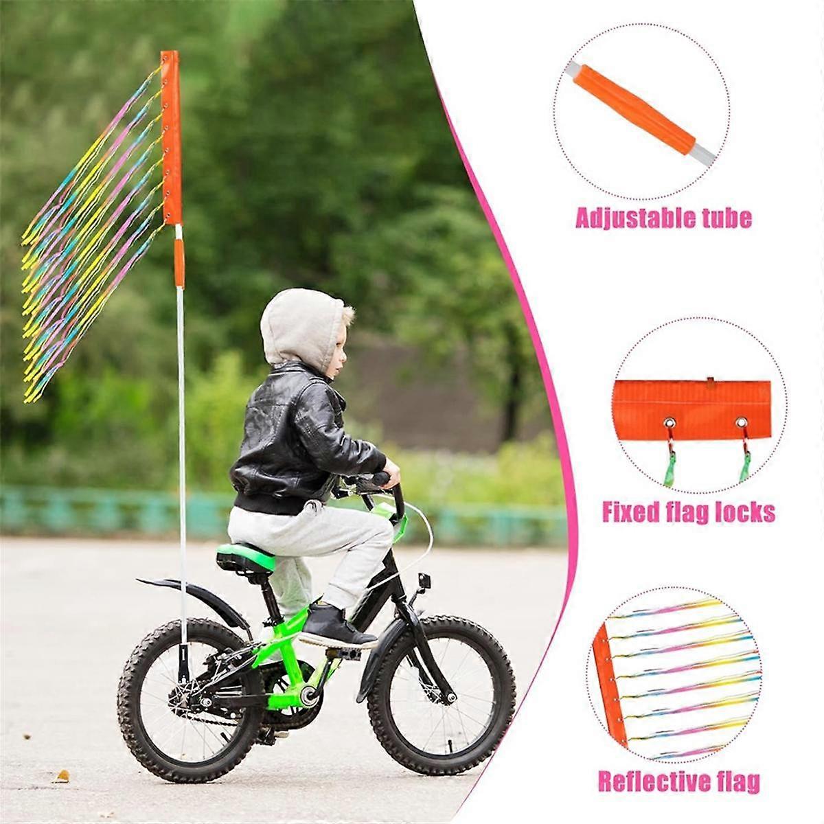 Adjustable Bicycle Flag with Pole for Safe Reflective Waterproof ...