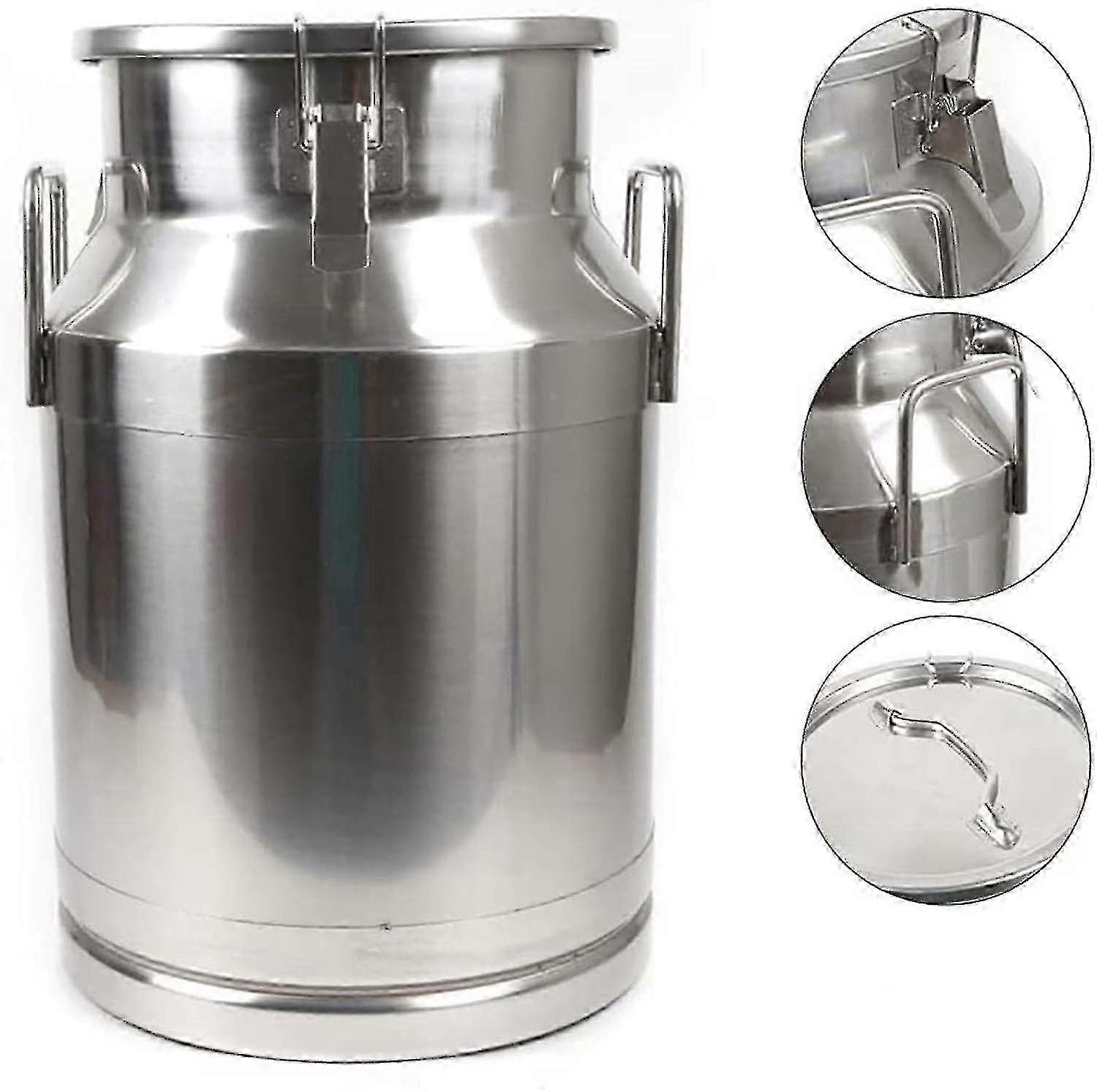 50L 304 Stainless Steel Milk Can Jug with Carry Handle and Silicone Seal | Fruugo UK
