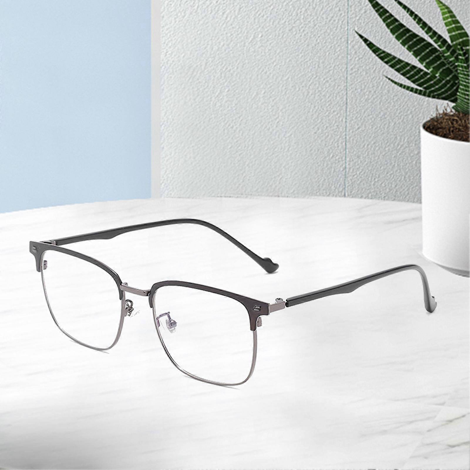 Business Blue Light Filter Glasses Large Metal Square Anti UV Ray ...