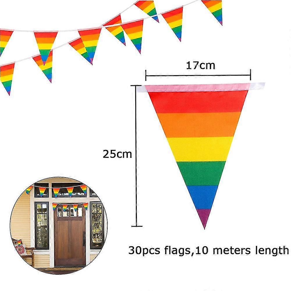 Funnlot Pride Flag 3 X 5 Ft, Gay Pride Decorations Triangular 30 Ft ...