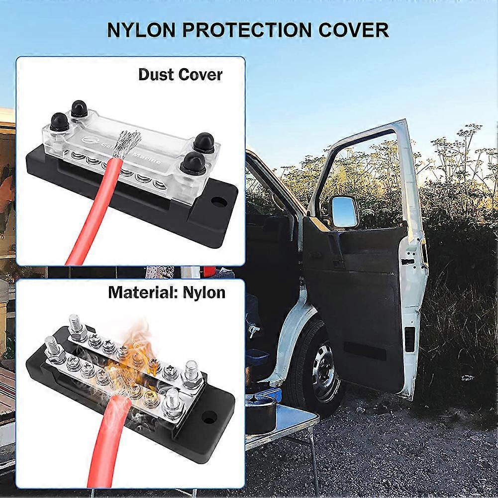 Terminal Block 50A Busbar Terminal Block Black Red Copper Busbar ...